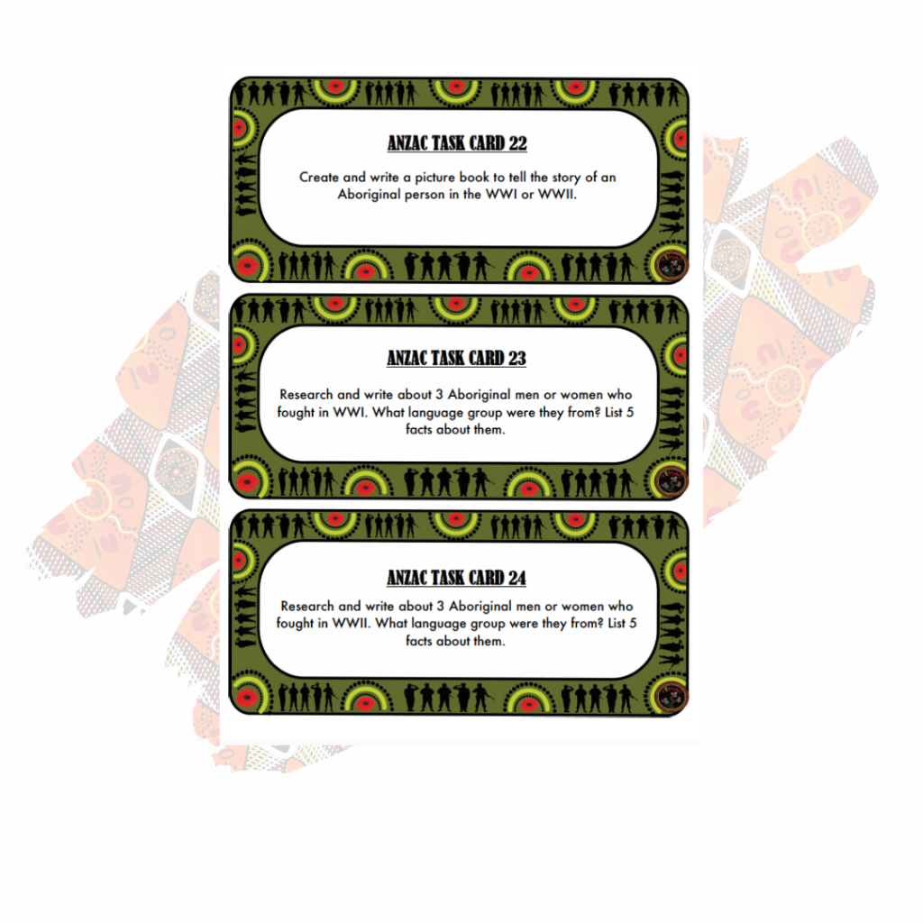 ANZAC Indigenous Themed Task Cards | TIPIAC