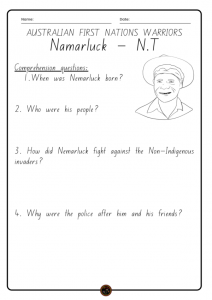 First Nations Famous Warrior Comprehension Worksheets | TIPIAC