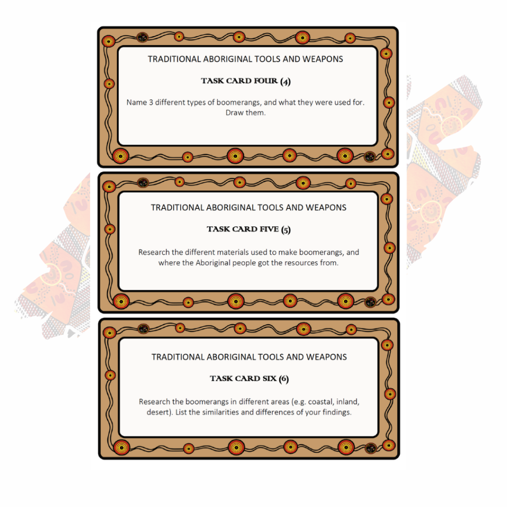 Indigenous tools and weapons task cards | TIPIAC