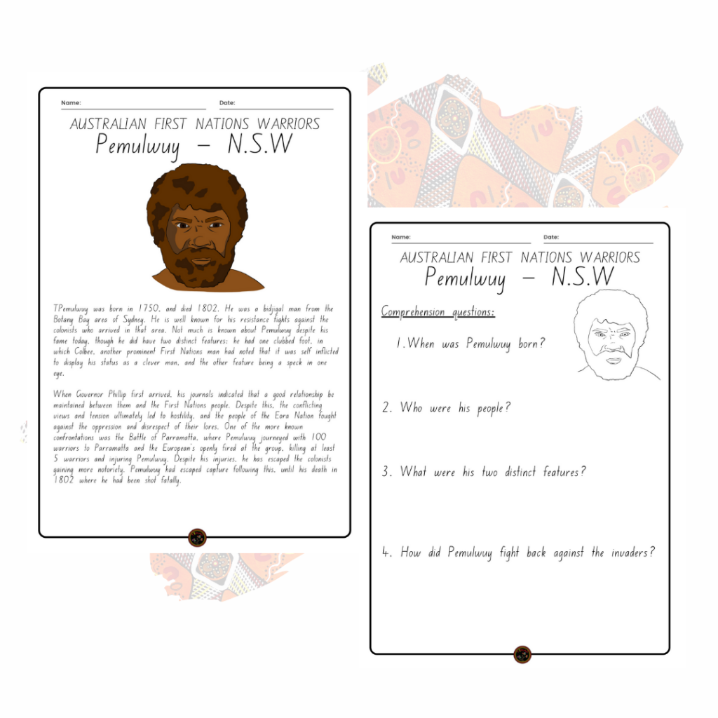 First Nations Famous Warrior Comprehension Worksheets | TIPIAC