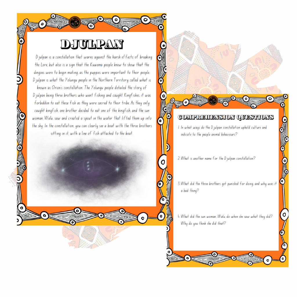 First Nations Constellation Comprehension Worksheets | TIPIAC