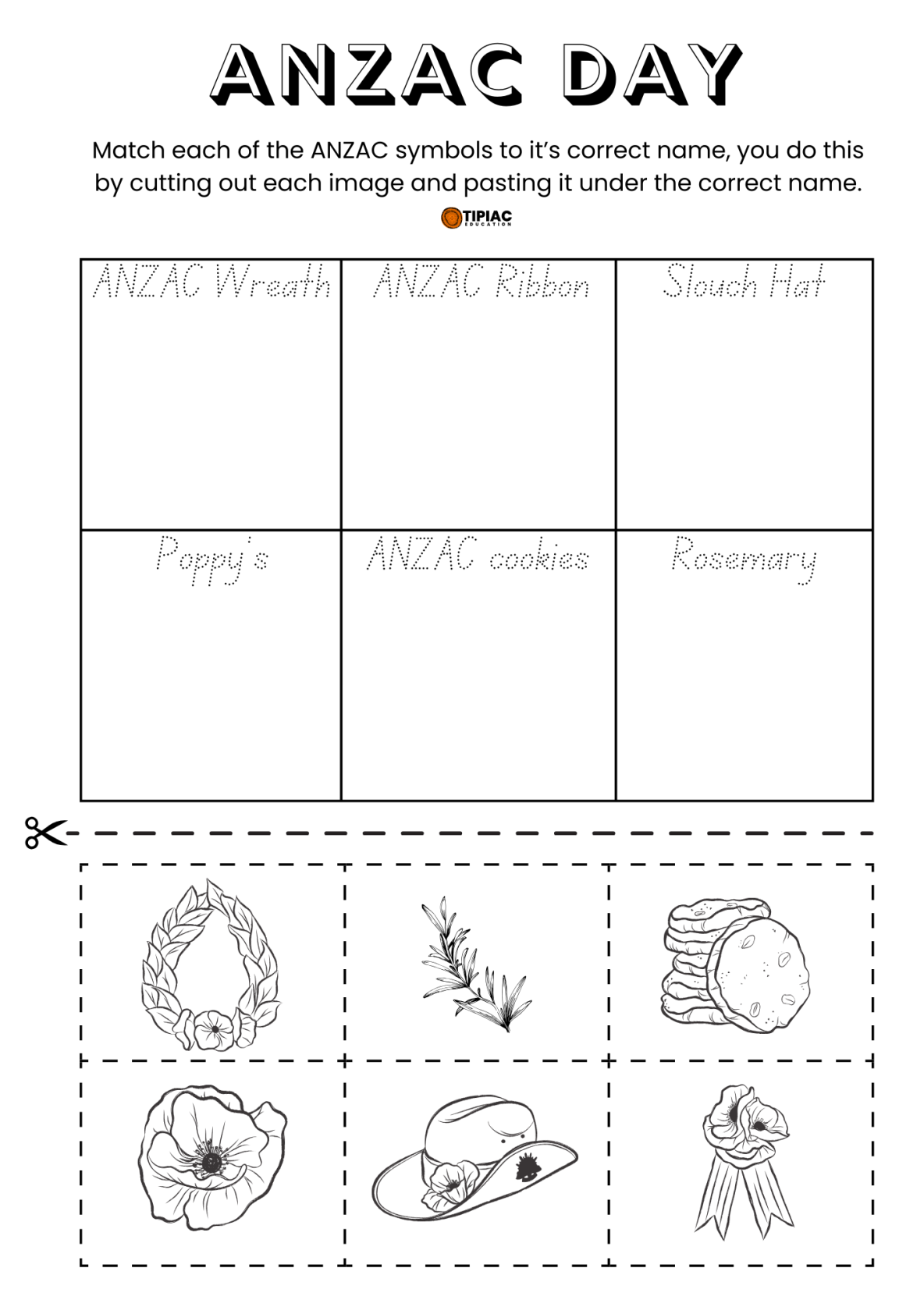 ANZAC Day K-6 activitiy pack | TIPIAC